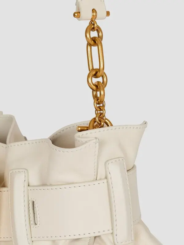 Balmain Mini Anthem Leather Top Handle Bag - Creme