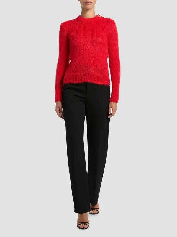 Balmain Mohair-blend Three-button Sweater
