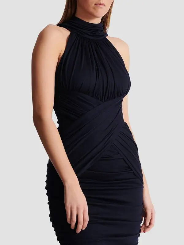 Balmain Ruched Wool Midi-dress
