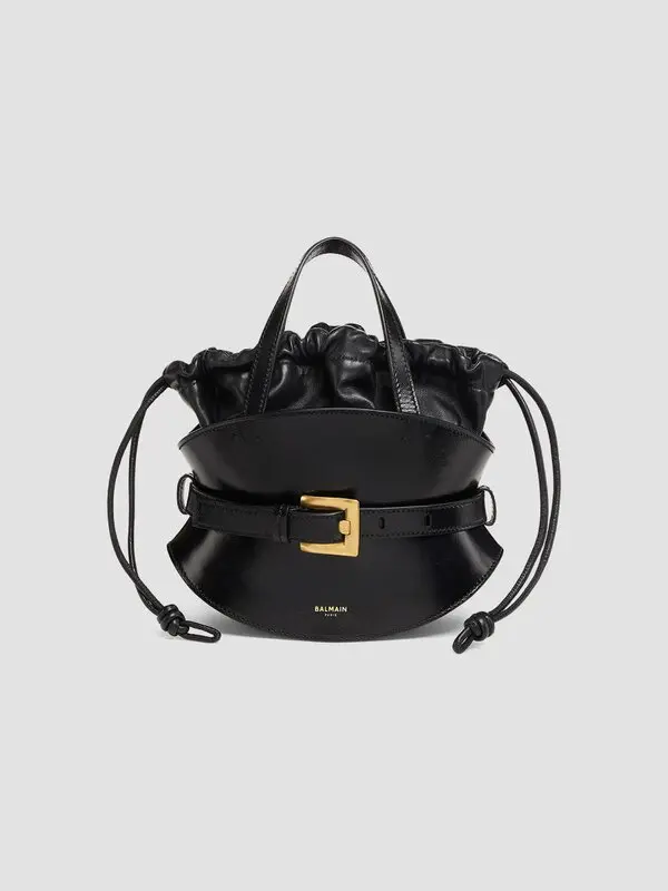 Balmain Mini Shuffle Leather Top Handle Bag - Noir