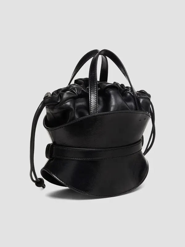 Balmain Mini Shuffle Leather Top Handle Bag - Noir