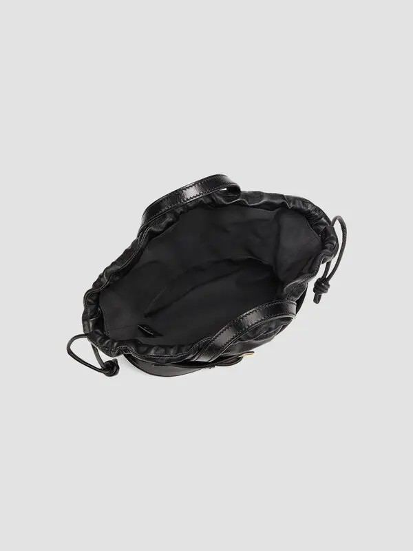 Balmain Mini Shuffle Leather Top Handle Bag - Noir