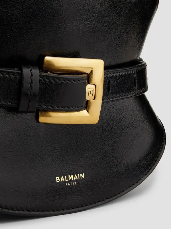 Balmain Mini Shuffle Leather Top Handle Bag - Noir