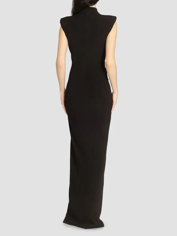 Balmain Zipped Slit Sleeveless Jersey Gown