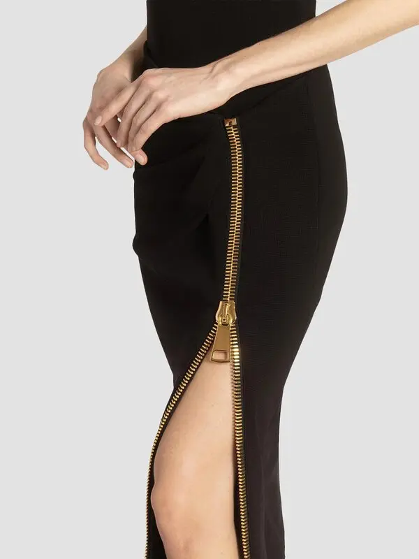 Balmain Zipped Slit Sleeveless Jersey Gown