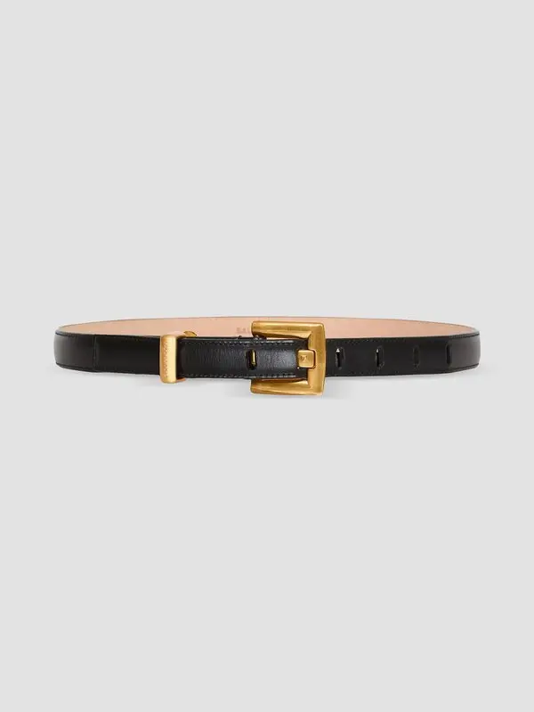 Balmain Anthem Thin Leather Belt - Black