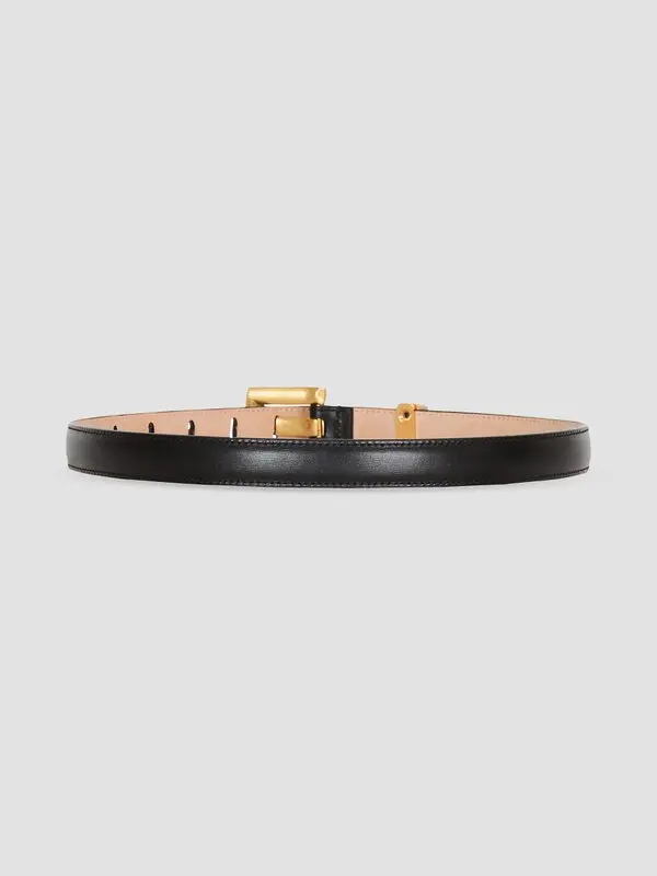 Balmain Anthem Thin Leather Belt - Black