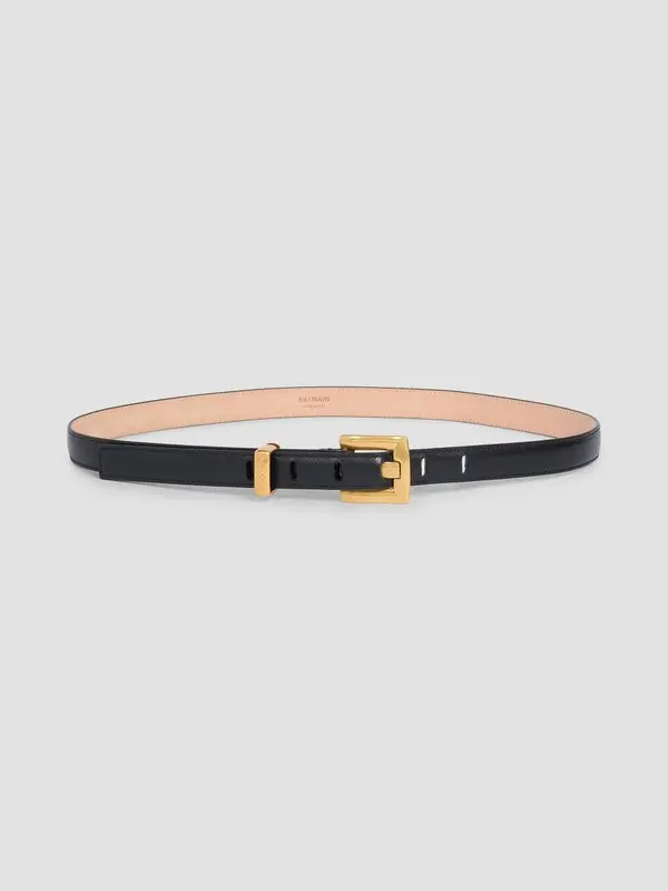 Balmain Anthem Thin Leather Belt - Noir