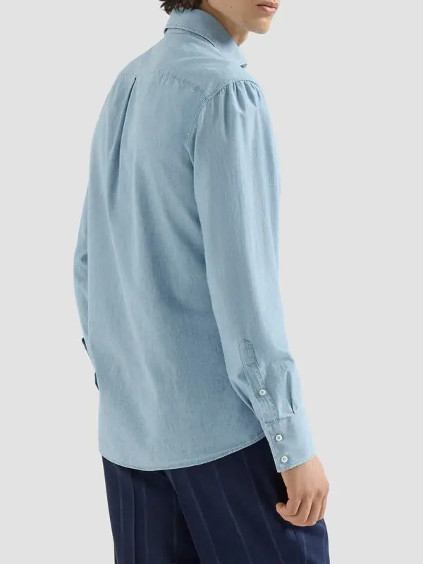 Brunello Cucinelli Denim-effect Chambray Shirt With Spread Collar
