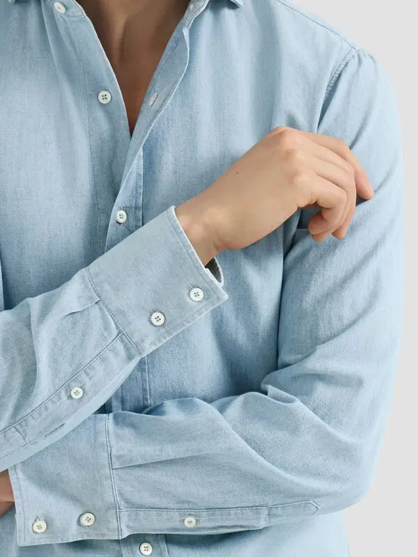 Brunello Cucinelli Denim-effect Chambray Shirt With Spread Collar