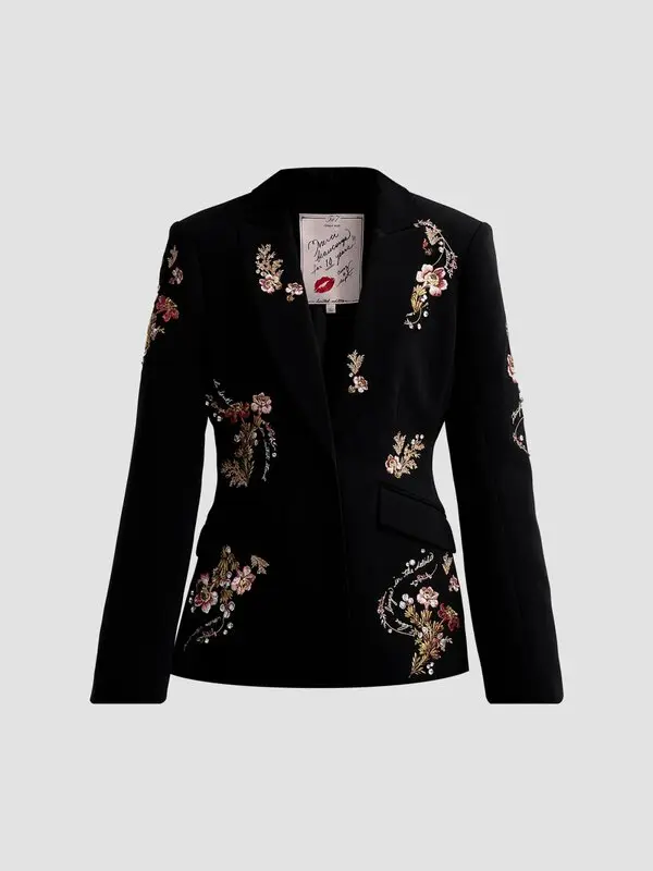 Cinq À Sept Loveletter Floral Embroidered Blazer