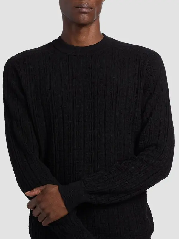 Balmain Monogram Jacquard Wool Sweater