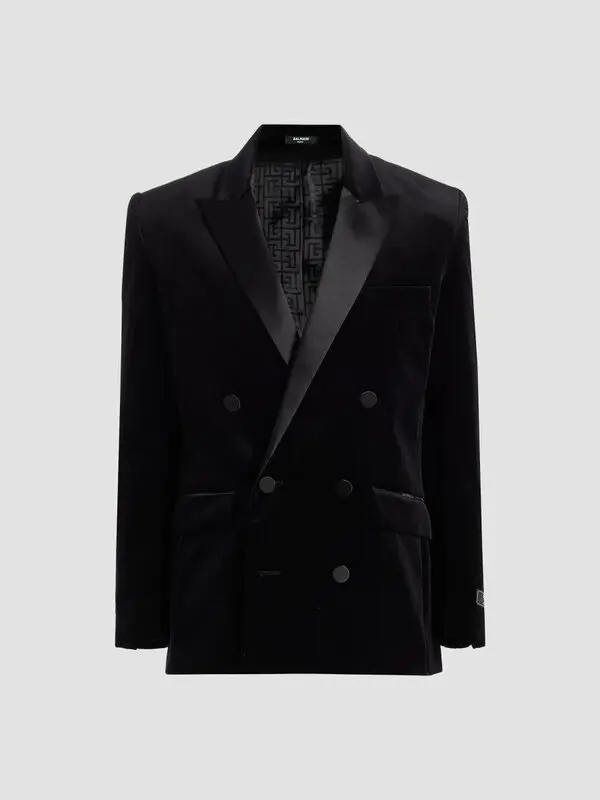 Balmain Velvet & Satin Double-breasted Blazer