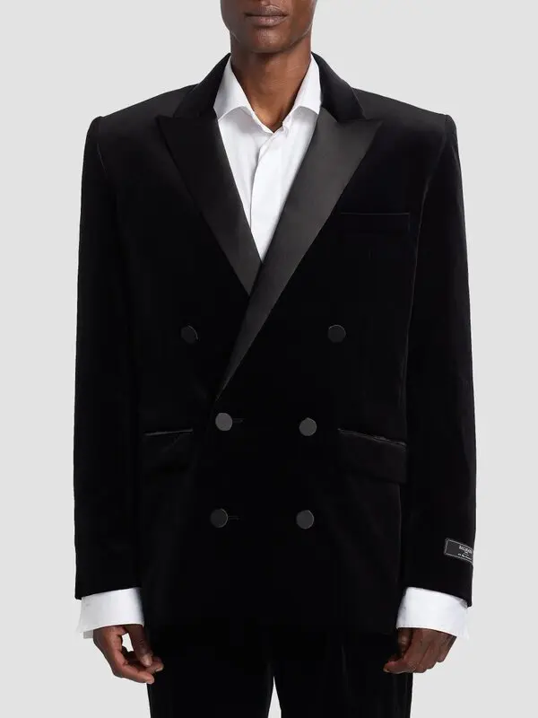Balmain Velvet & Satin Double-breasted Blazer