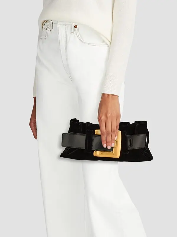 Balmain Mini Anthem Velvet Shoulder Bag