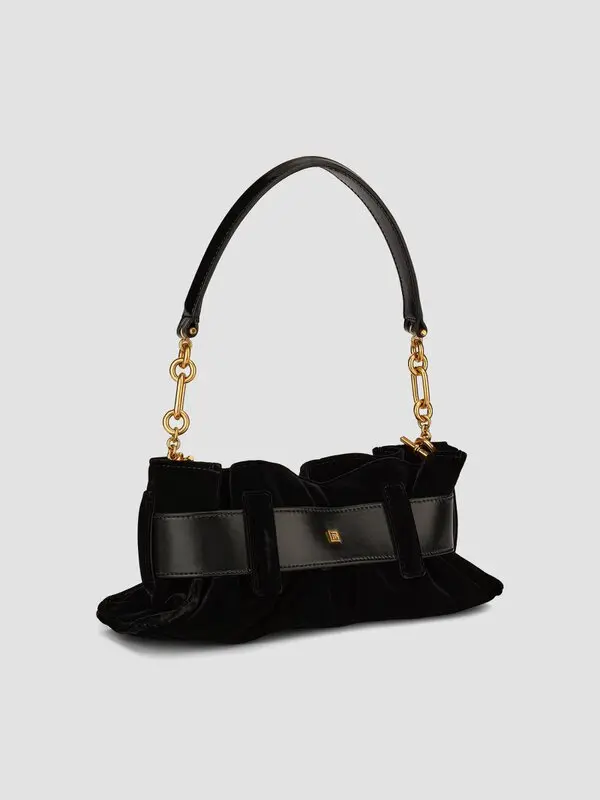Balmain Mini Anthem Velvet Shoulder Bag