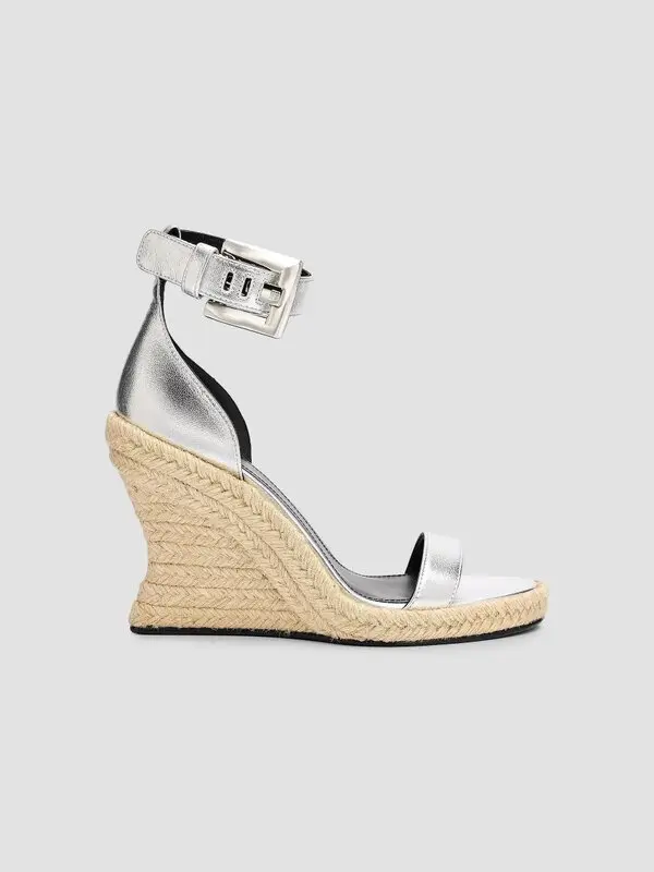 Balmain Anthem Leather Espadrille Wedge Sandals