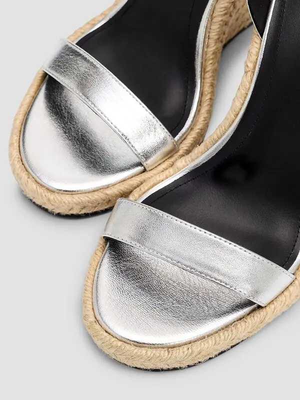 Balmain Anthem Leather Espadrille Wedge Sandals