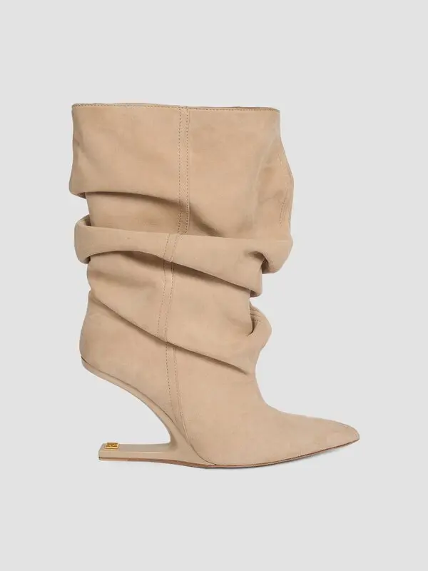 Balmain 95mm Draped Suede Sculptural Ankle Boots