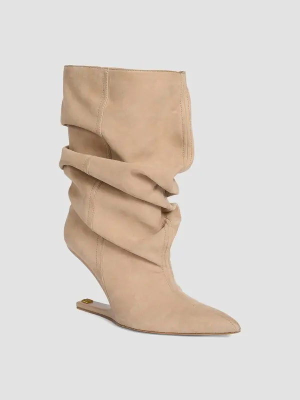 Balmain 95mm Draped Suede Sculptural Ankle Boots
