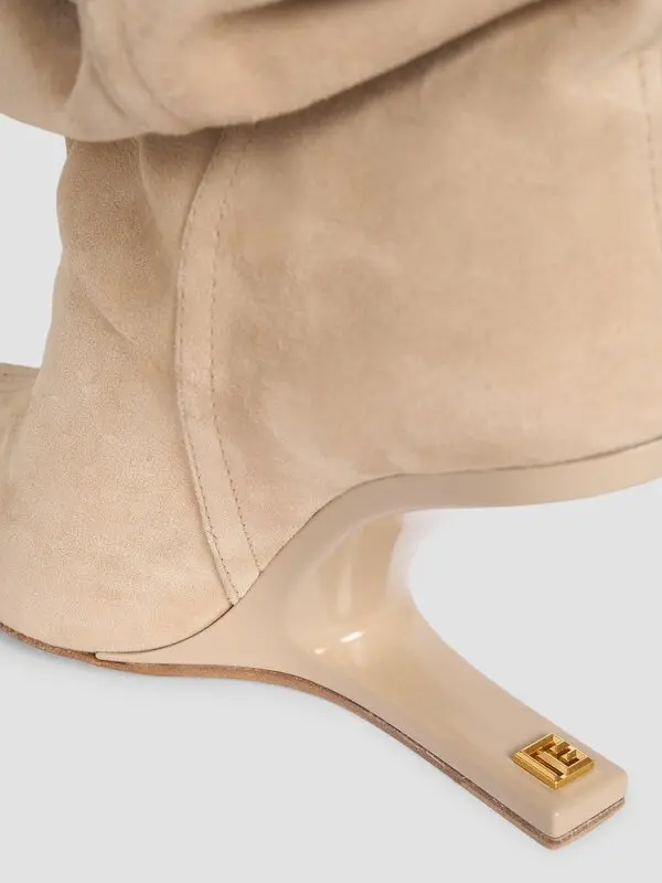 Balmain 95mm Draped Suede Sculptural Ankle Boots