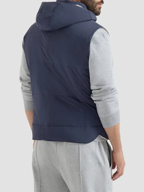 Brunello Cucinelli Bonded Nylon Down Vest With Detachable Hood