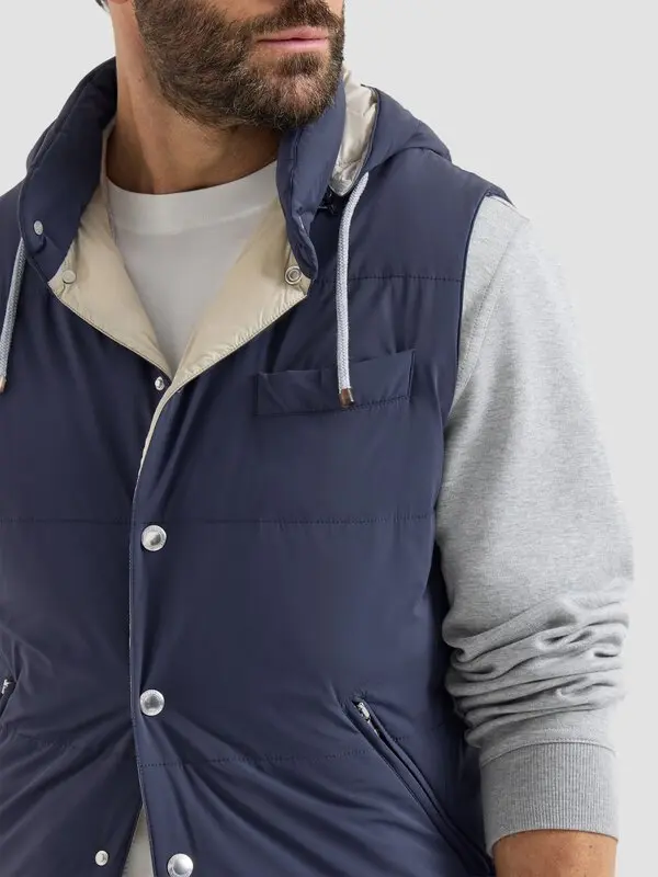 Brunello Cucinelli Bonded Nylon Down Vest With Detachable Hood