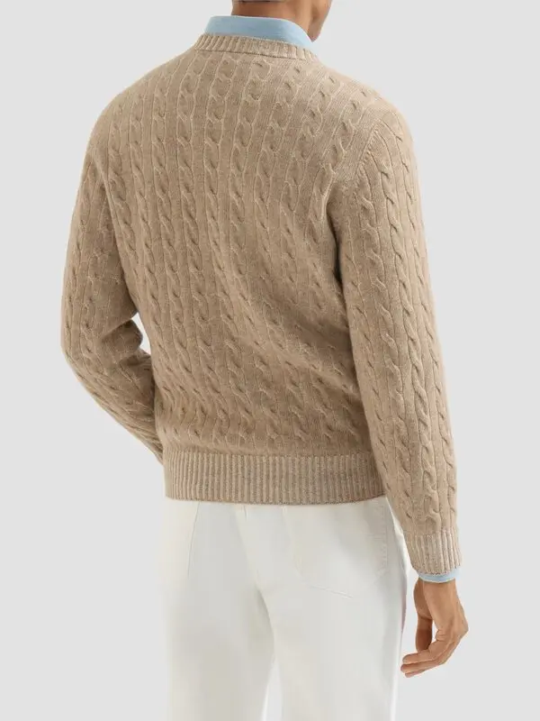 Brunello Cucinelli Cashmere Vanisé Cable Knit Sweater - Brown