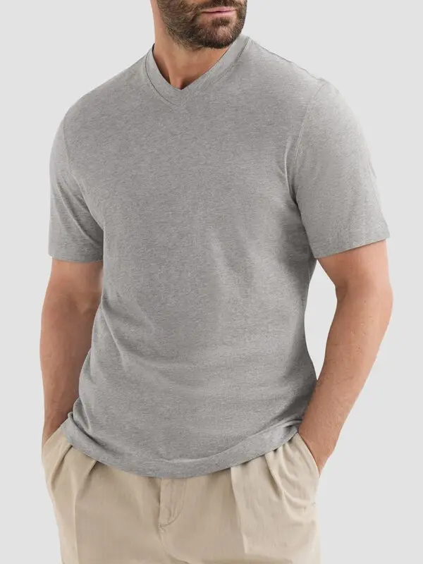 Brunello Cucinelli Cotton Jersey V-neck T-shirt - Medium Grey