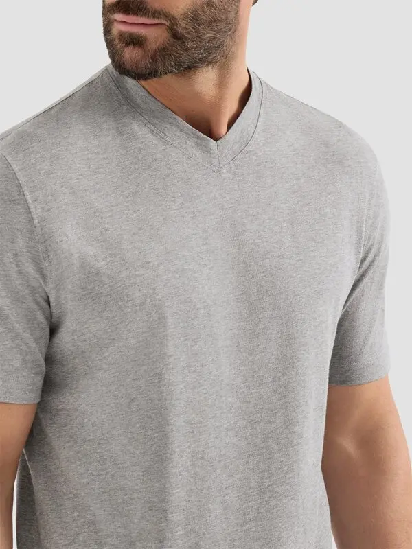 Brunello Cucinelli Cotton Jersey V-neck T-shirt - Medium Grey