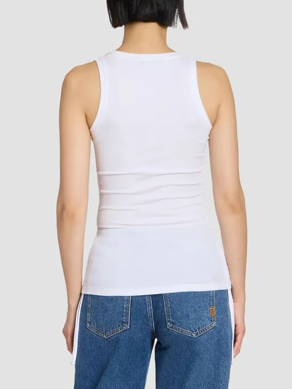 Balmain Rib-knit Stretch-cotton Tank