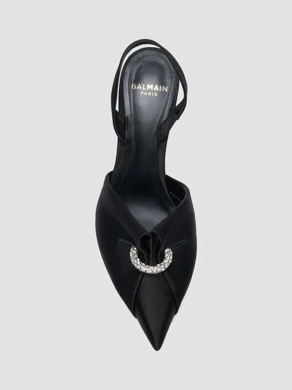Balmain Piercing 75mm Satin ​slingback Pumps