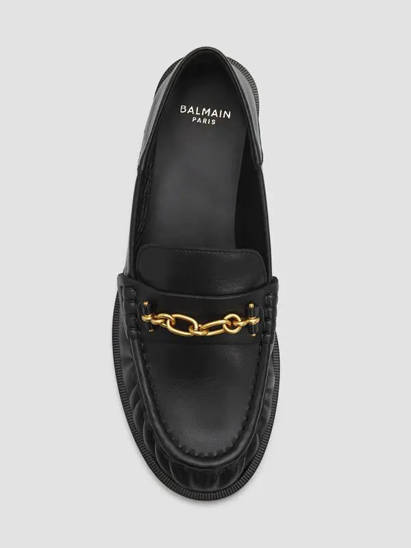 Balmain Chain Leather Loafers