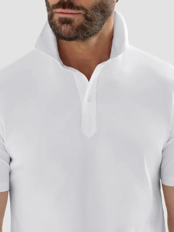 Brunello Cucinelli Cotton Jersey Polo Shirt With Shirt-style Collar - White