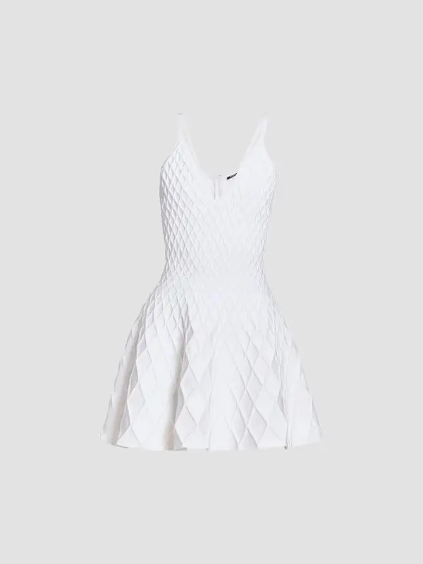 Balmain Quilted Compact Knit Minidress - Blanc