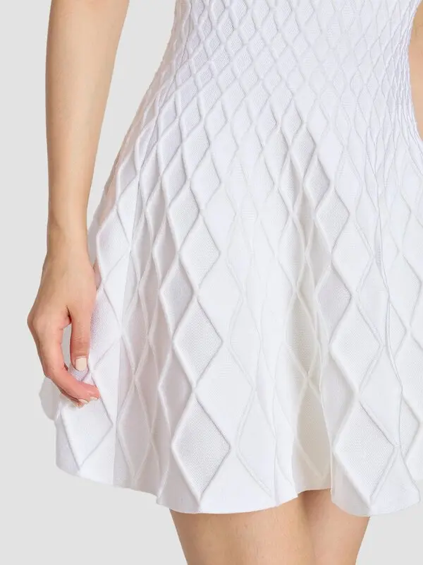 Balmain Quilted Compact Knit Minidress - Blanc