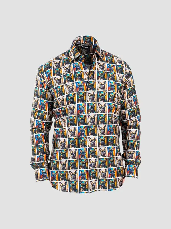 MACEOO Fibonacci Puppy Portrait Shirt - Brown