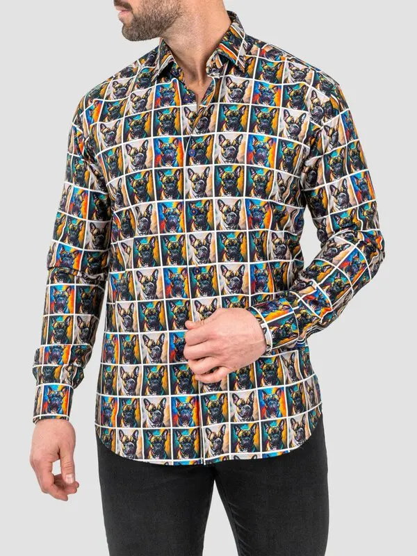 MACEOO Fibonacci Puppy Portrait Shirt - Brown