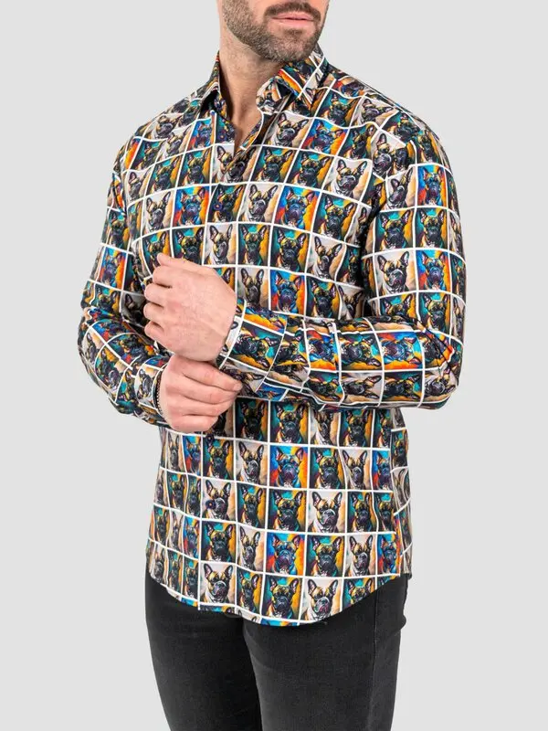 MACEOO Fibonacci Puppy Portrait Shirt - Brown