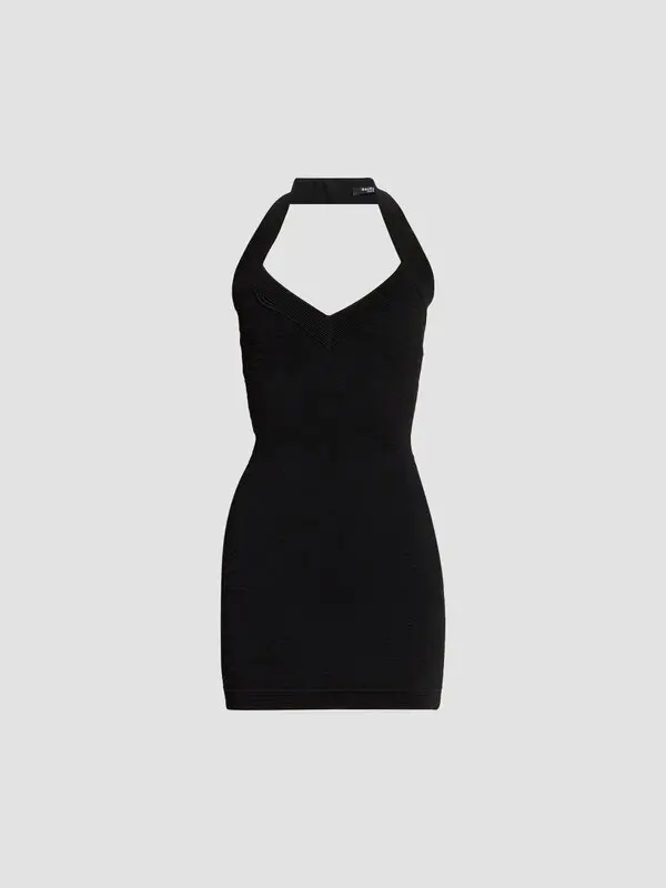 Balmain Compact Knit Halter Minidress