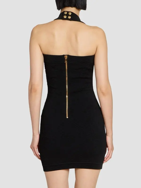 Balmain Compact Knit Halter Minidress
