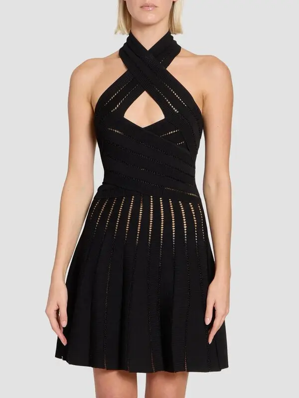 Balmain Cross Halter Fléchage Minidress