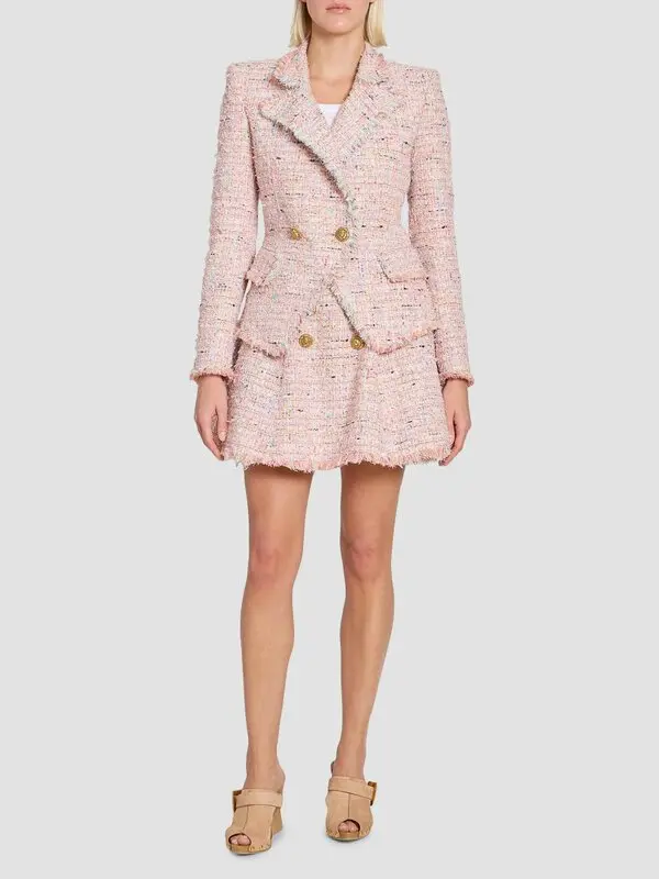Balmain Tweed Double-breasted Miniskirt