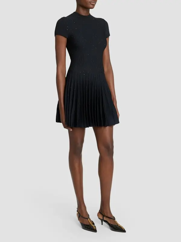 Balmain Glittered Compact Knit Mini Dress - Bleu