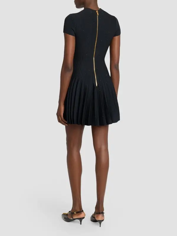 Balmain Glittered Compact Knit Mini Dress - Bleu