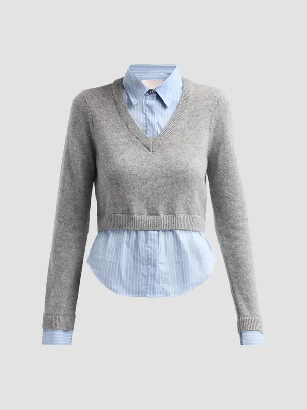 Cinq À Sept Renna Layered Sweater - Heather Grey