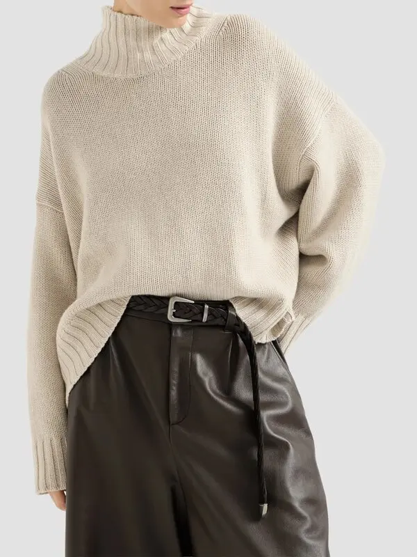 Brunello Cucinelli Cashmere Turtleneck Sweater With Shiny Zipper