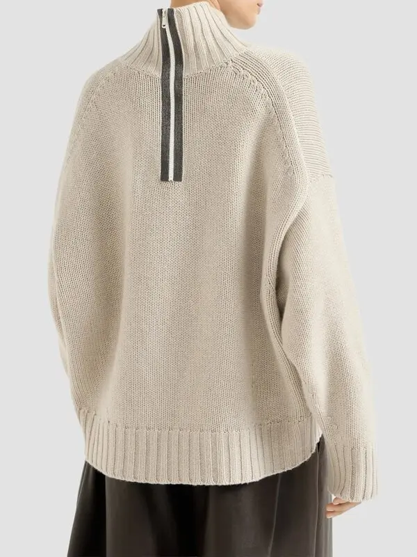 Brunello Cucinelli Cashmere Turtleneck Sweater With Shiny Zipper