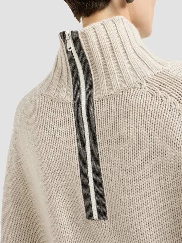 Brunello Cucinelli Cashmere Turtleneck Sweater With Shiny Zipper