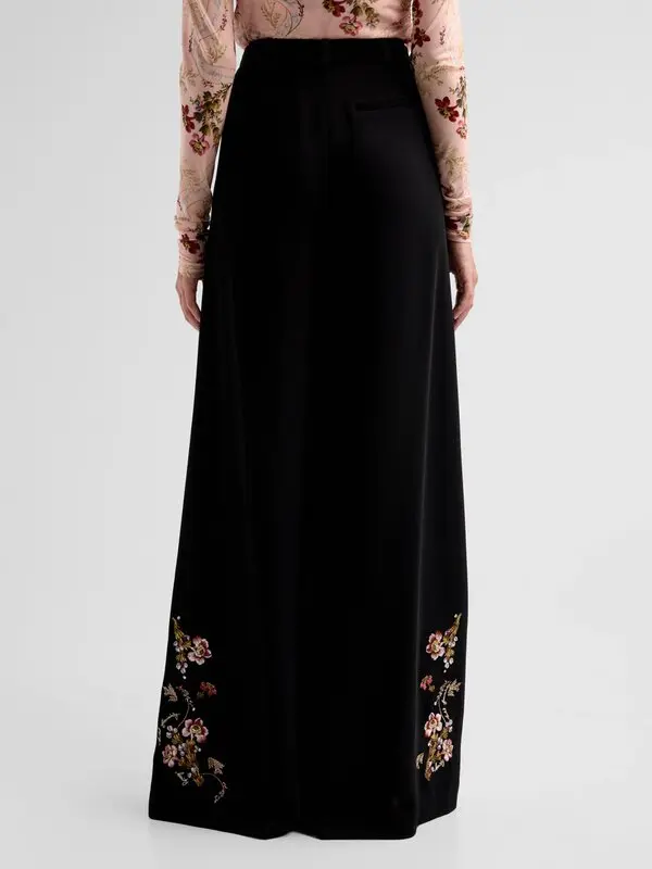 Cinq À Sept Roxane Loveletter Floral Embroidered Wide-leg Pants